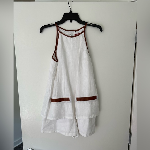 STAUD | Pants & Jumpsuits | Staud White Linen Romper | Poshmark